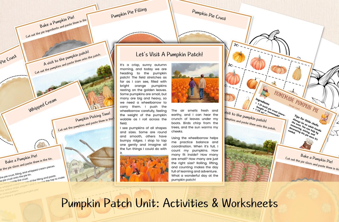 Pumpkin Patch Activity Packet: Fall Cut & Paste Worksheets (PDF ...