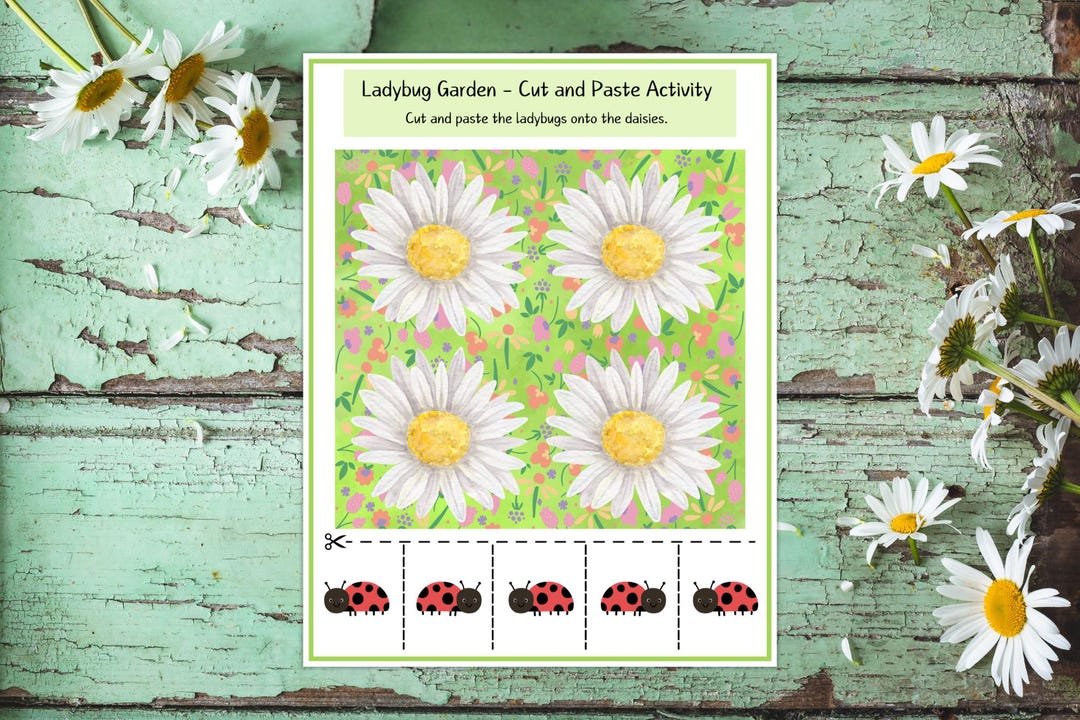 Daisy Flower Craft - Ladybug Cut & Paste Activity - Spring Summer ...