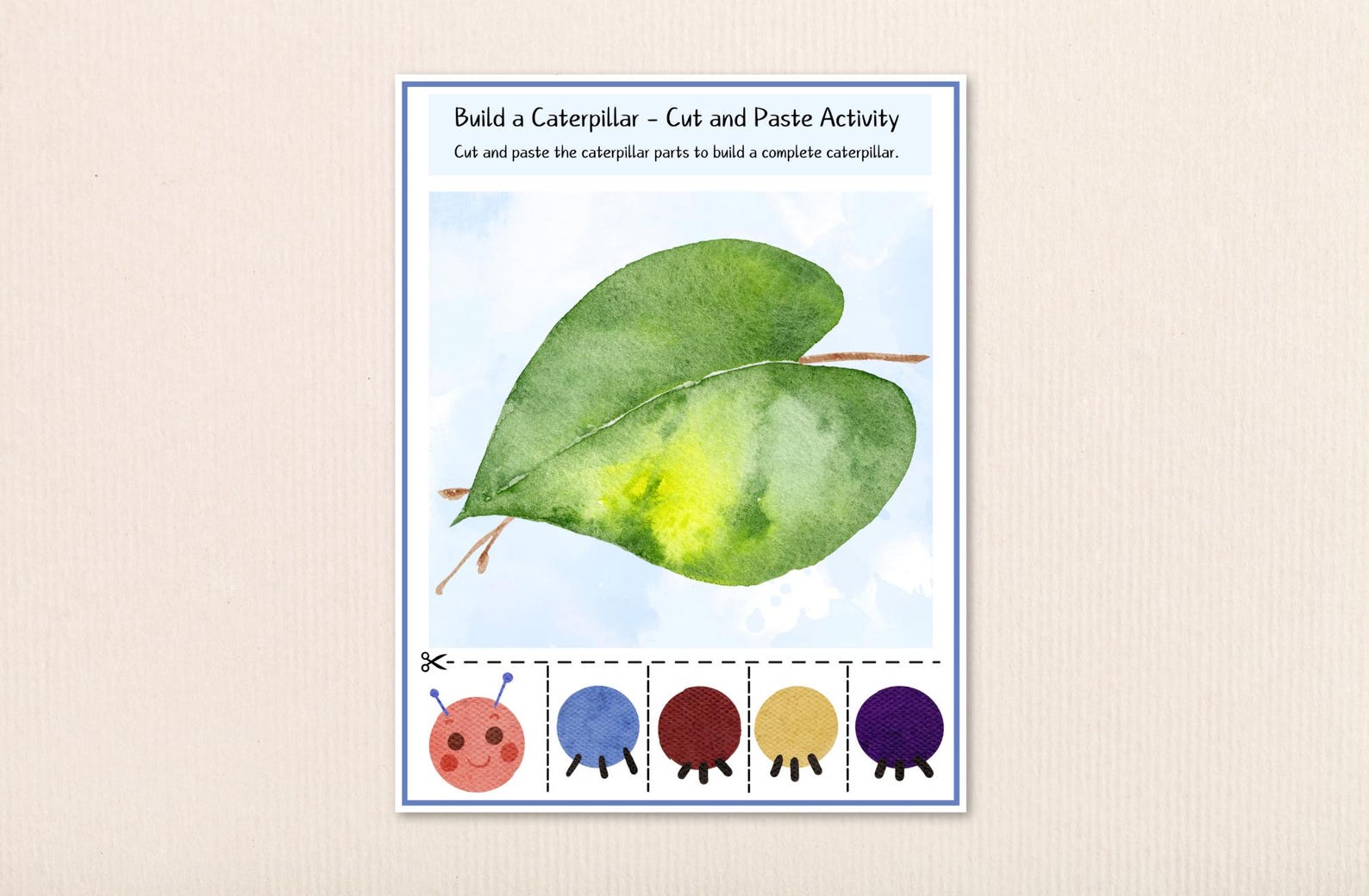 Caterpillar Cut and Paste Activity: Spring Fine Motor Worksheet (PDF ...