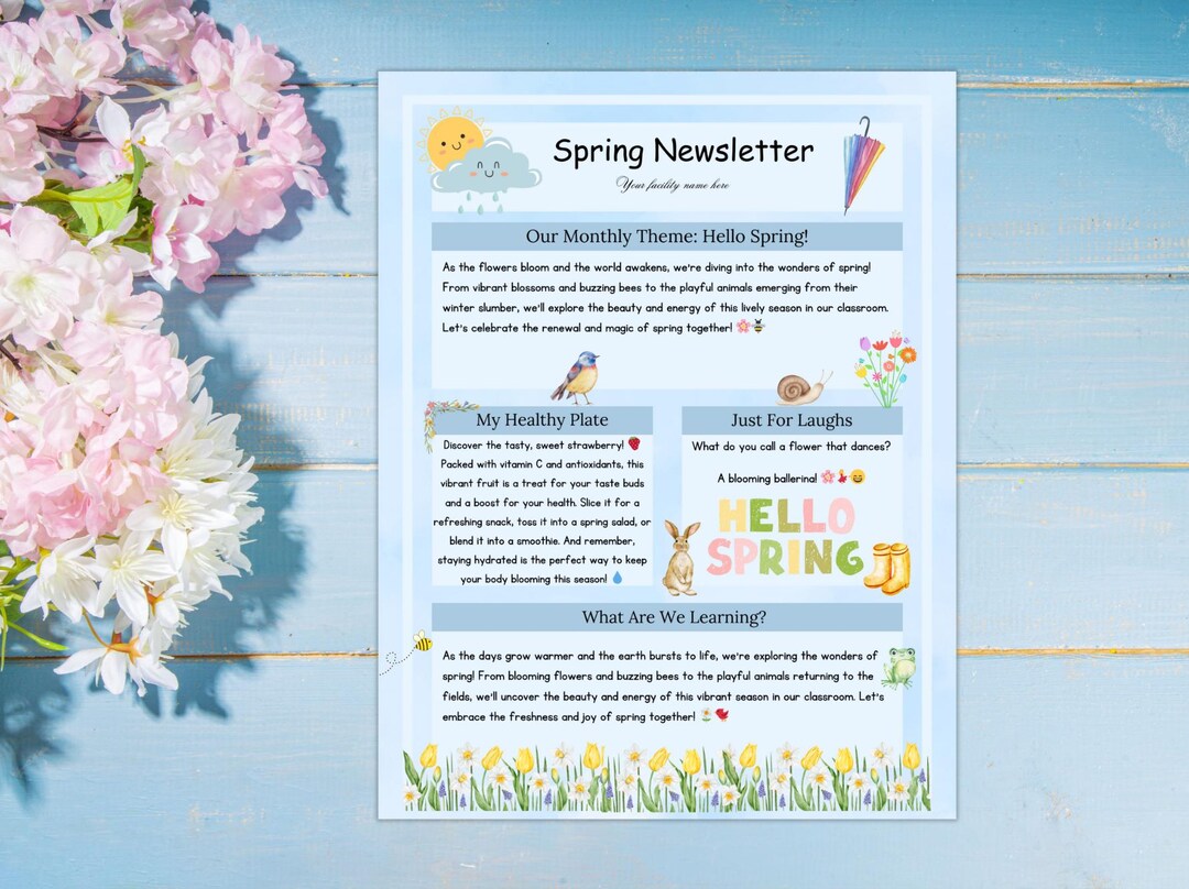 Spring Newsletter Template - Editable Classroom Communication for ...