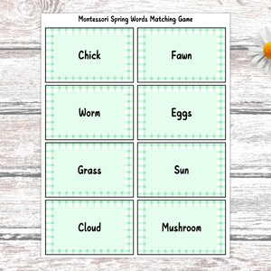 Spring Matching Game - Spring Vocabulary Cards - Preschool ...
