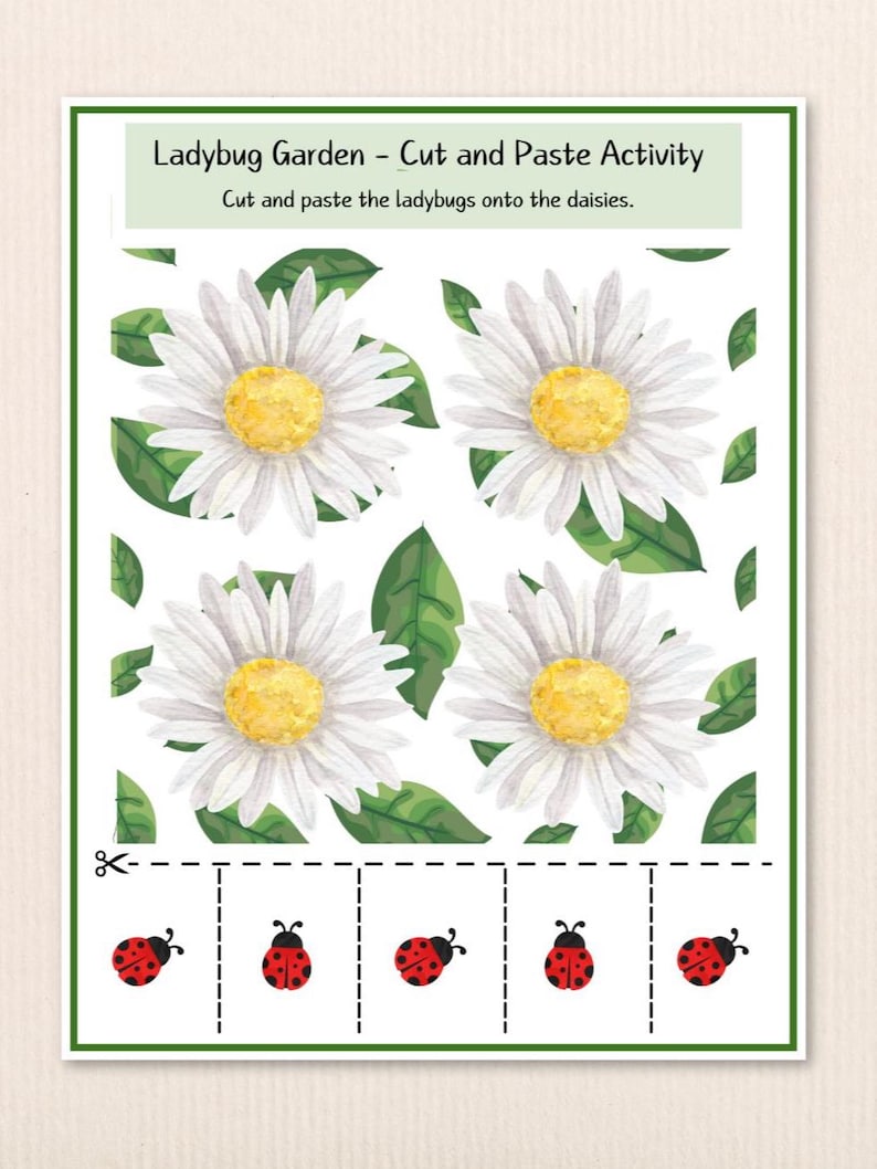 Daisy Ladybug Cut and Paste Craft: Preschool Scissor Skills (printable ...
