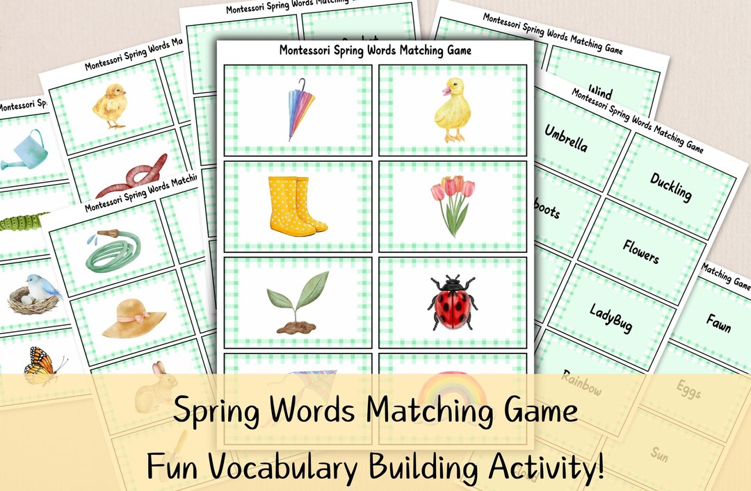 Spring Vocabulary Matching Game for Preschool and Kindergarten Literacy ...