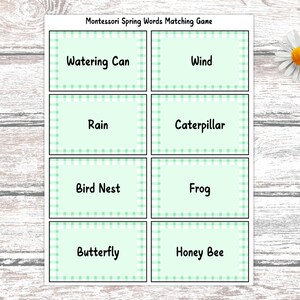 Spring Matching Game - Spring Vocabulary Cards - Preschool ...