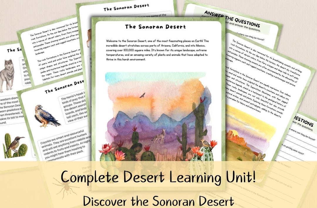 Sonoran Desert Worksheets Bundle: Science & Reading Activities ...
