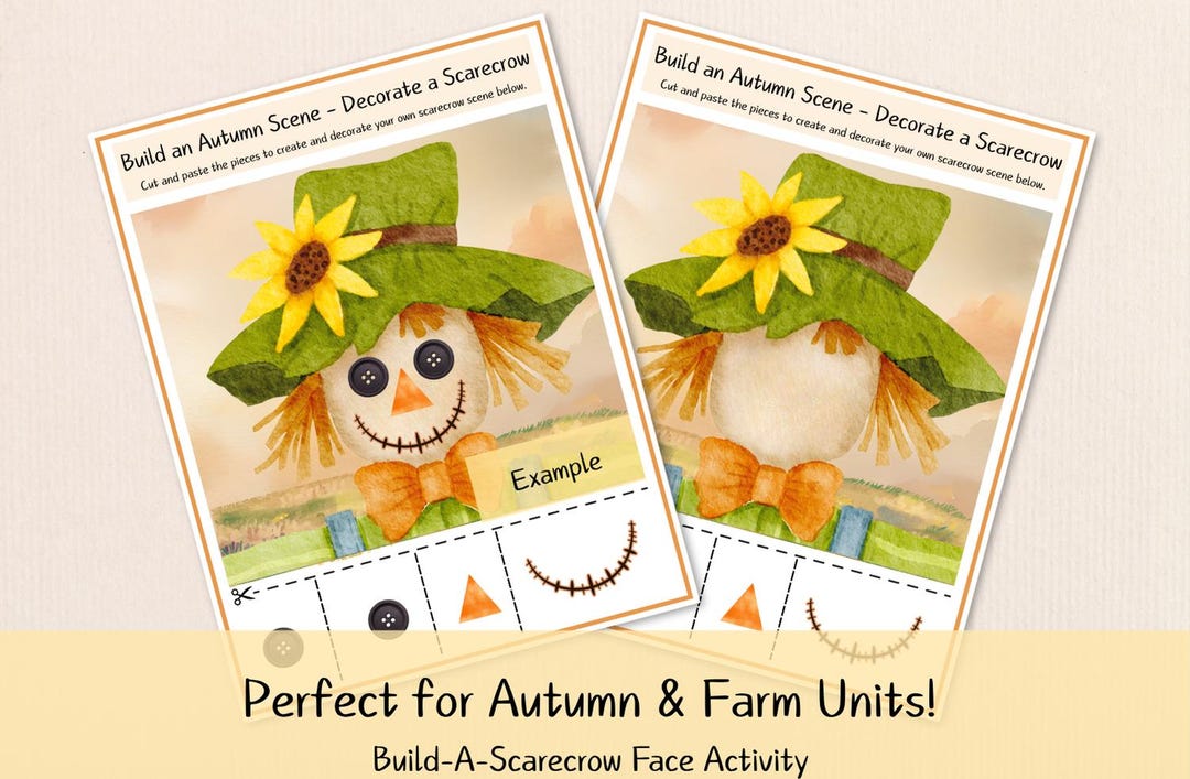 Build a Scarecrow Craft Printable | Fall Farm Cut & Paste Activity ...