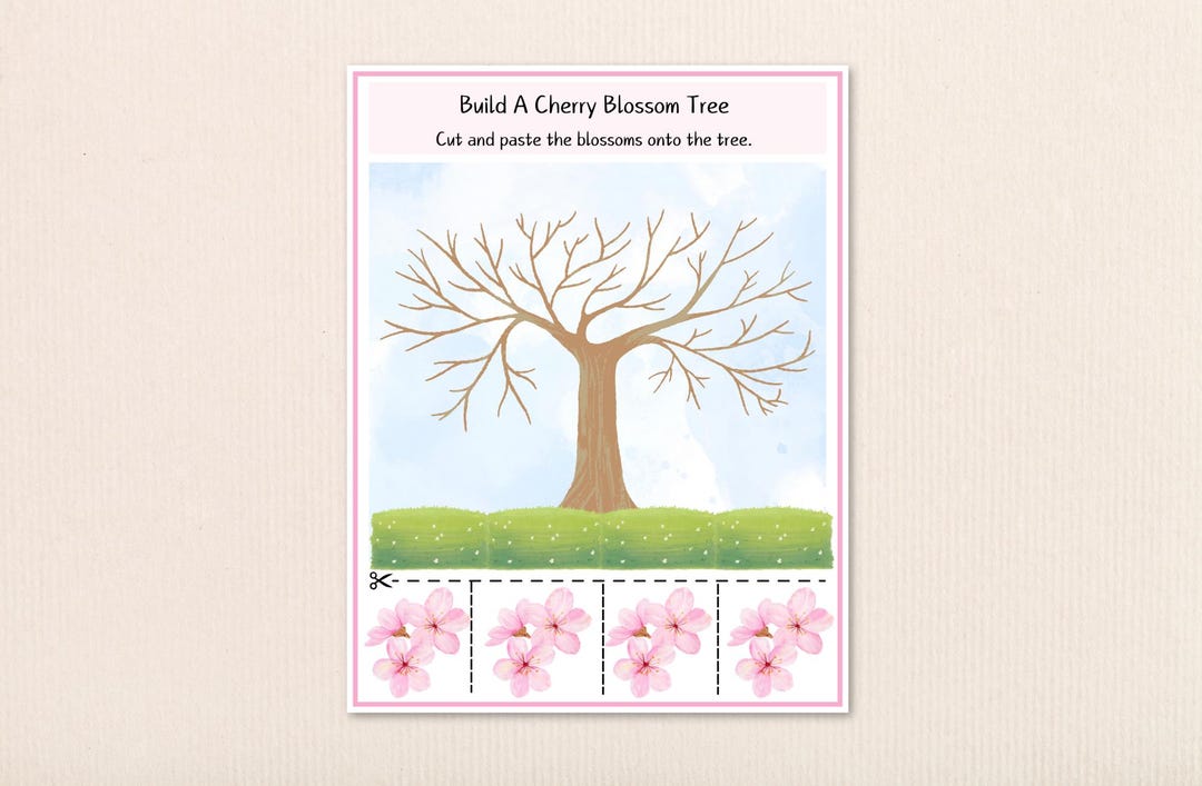 Cherry Blossom Tree Art: Watercolor Cut & Paste Craft (DIY) - Etsy
