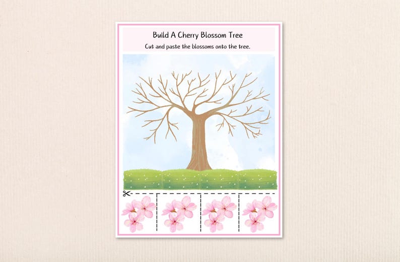Cherry Blossom Tree Art: Watercolor Cut & Paste Craft (DIY) - Etsy