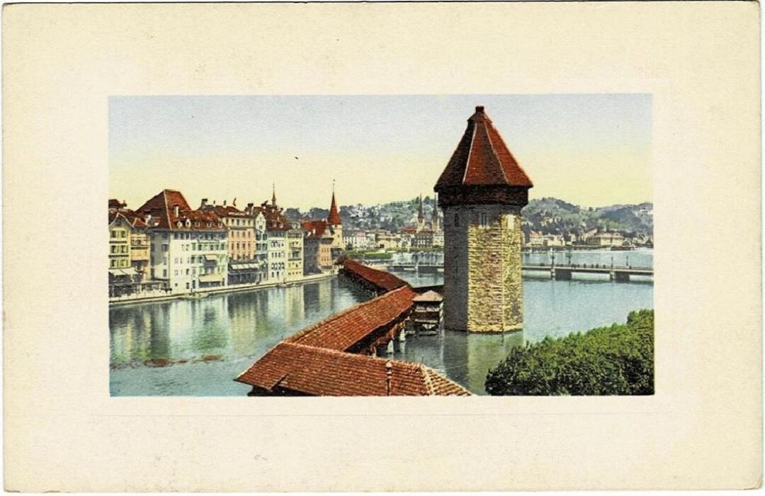 1911 the Kapellbrücke Chapel Bridge Lucerne Switzerland Vintage ...