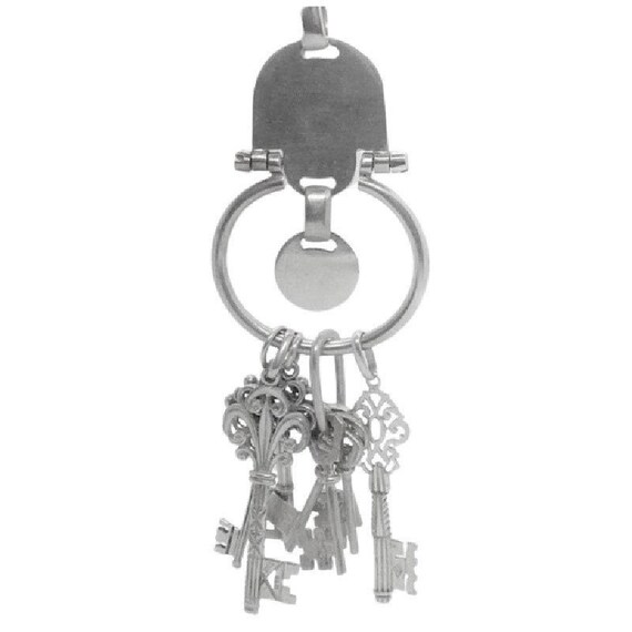 BIG Vintage 1970s Sterling Silver Skeleton Keys Chate… - Gem