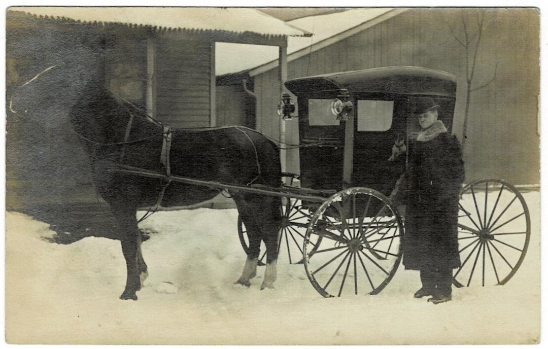 1909 Undertaker Camden IN Horse Buggy Postcard Get Lucky Vintage - Etsy