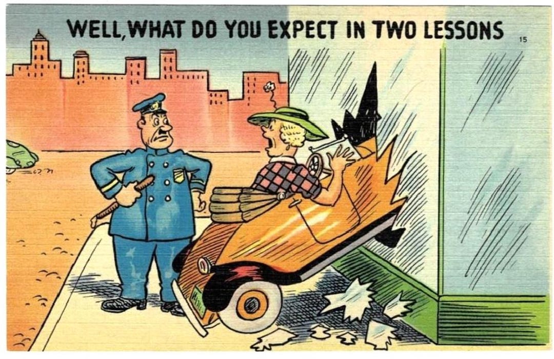 1940s Granny's Got Gumption Traffic Cop Police Vintage Comic Postcard ...