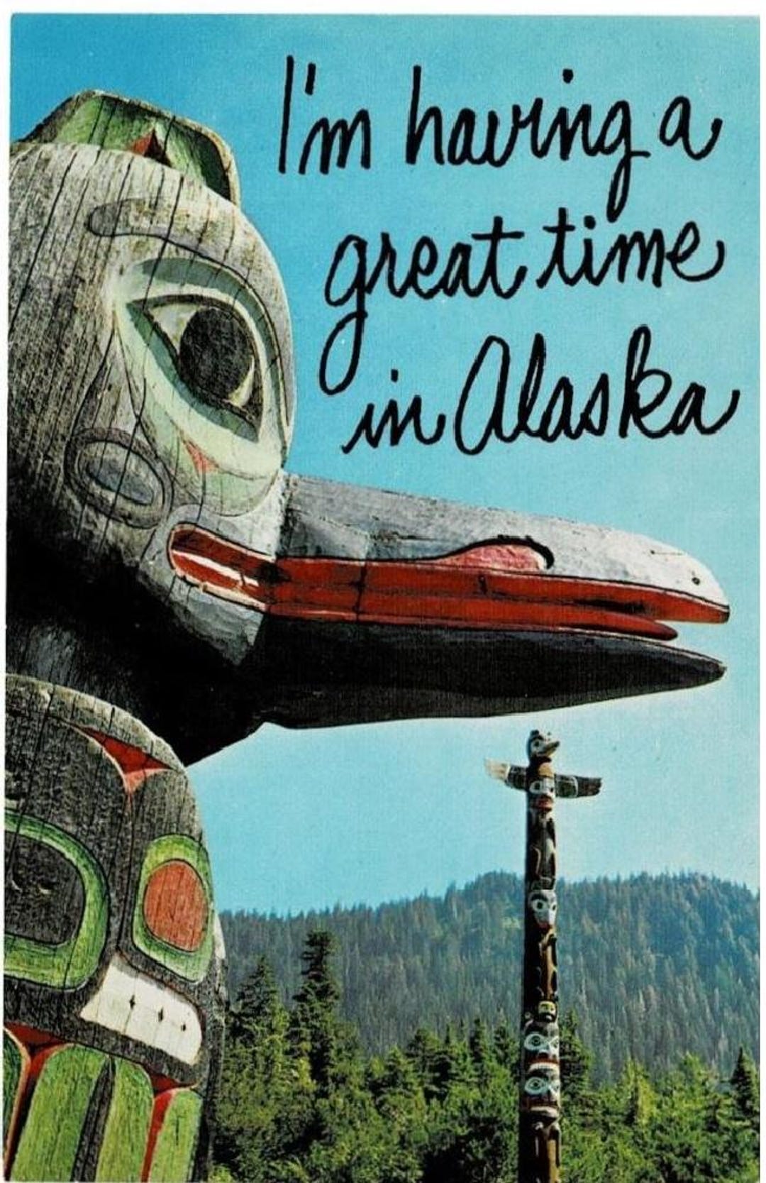 1967 Ketchikan Alaska Totem Pole Postcard, Uncirculated Saxman Indian ...