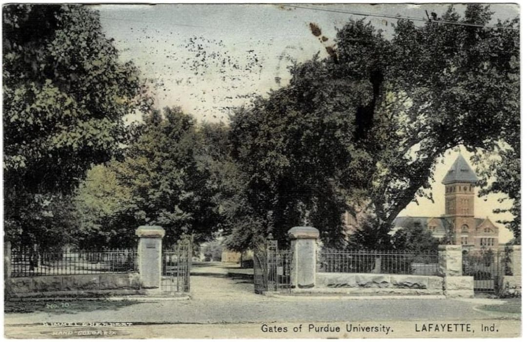 1909 the Gates of Purdue University Heavilon Hall Lafayette Indiana ...