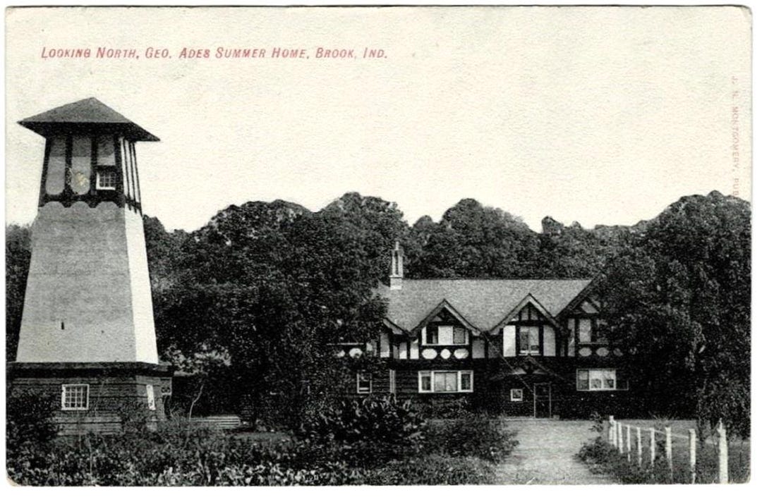 1909 George Ades House Brook Indiana Vintage Postcard Hazelden Humorist ...