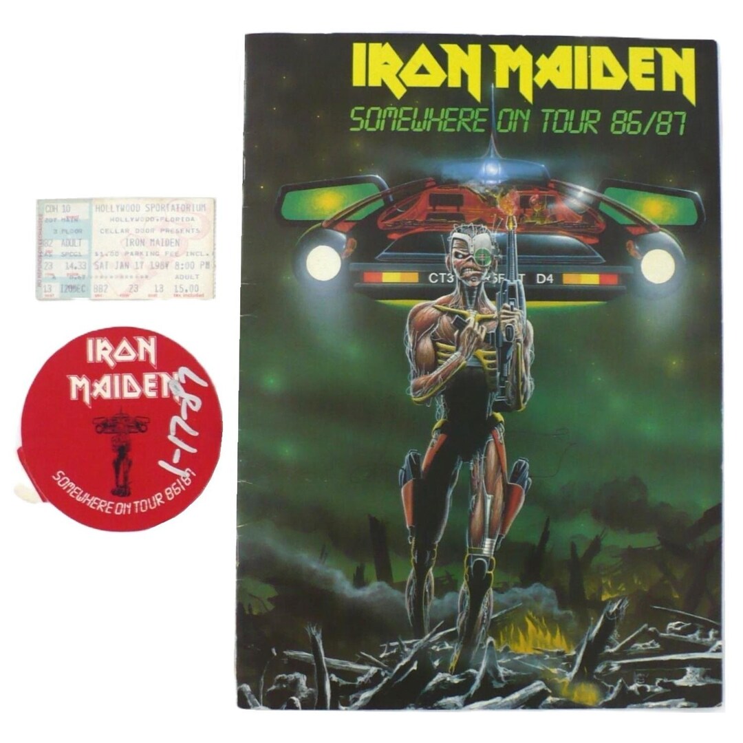 Vintage 1986/87 Iron Maiden Somewhere on Tour Program, Ticket & Pass ...