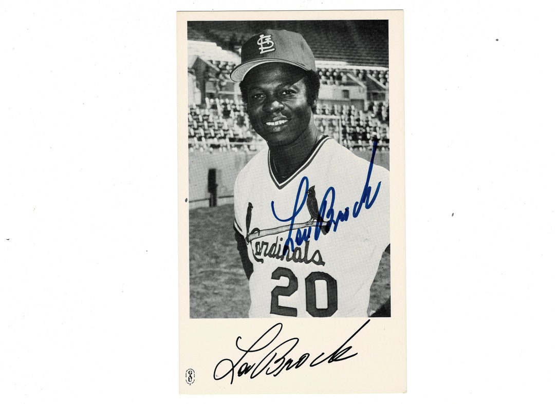 1960s Lou Brock Autographed Blue Ink GAU St Louis Cardinals Baseball ...