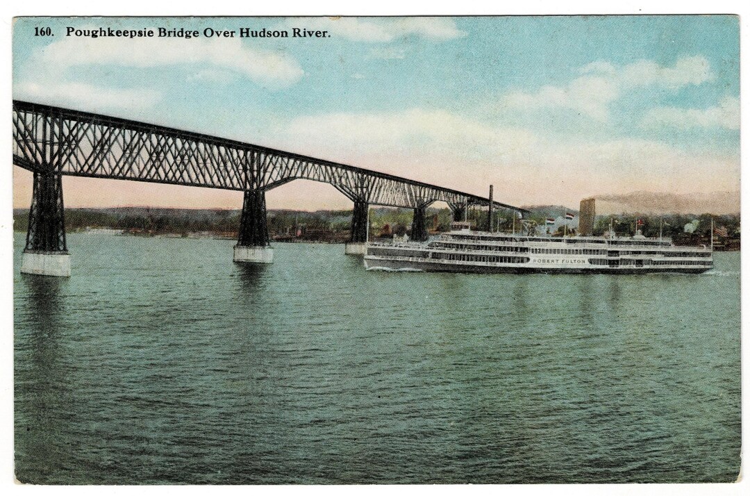 1920 Poughkeepsie Bridge Vintage Postcard, Uncirculated Hudson River ...