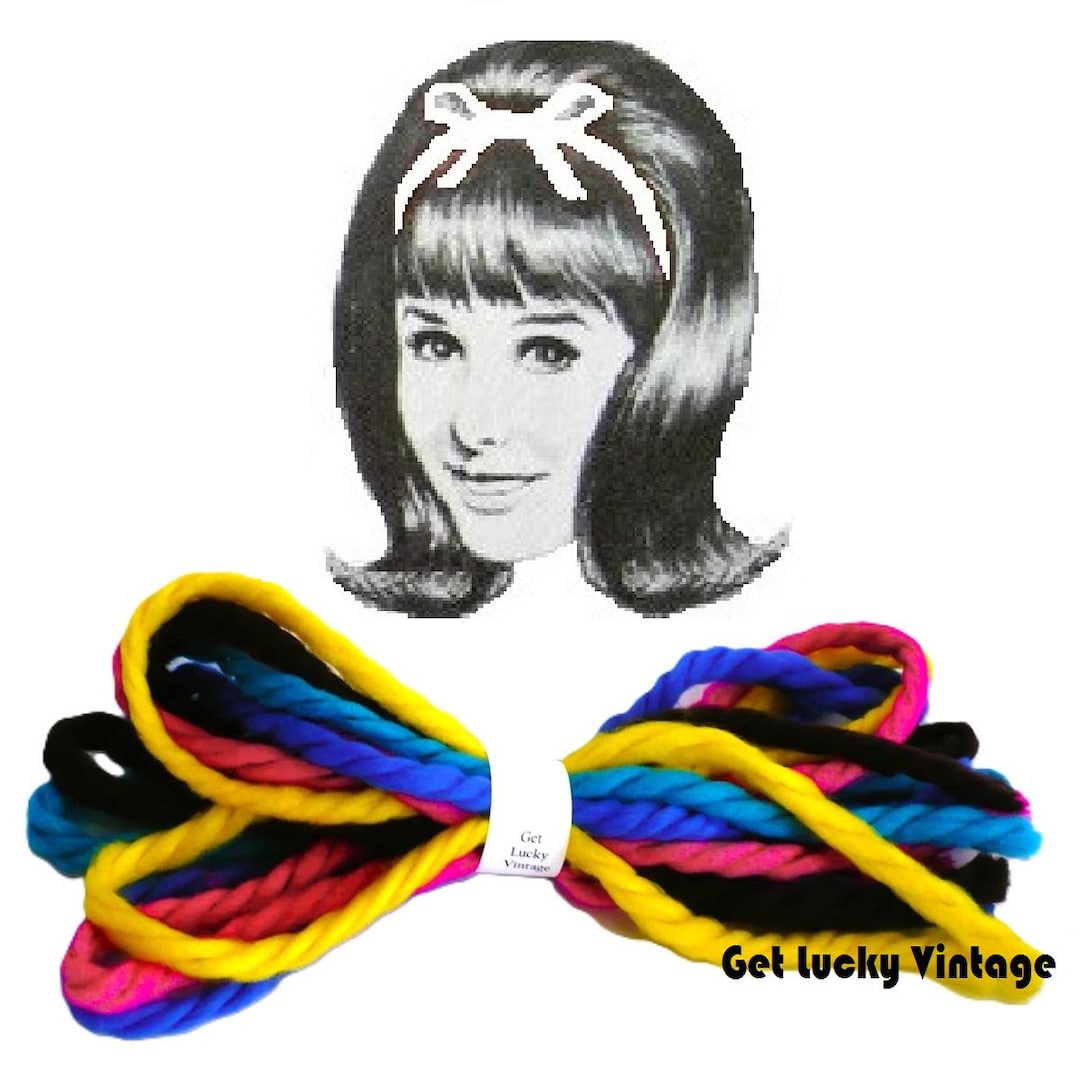 Five 1970s Vintage Yarn Headbands Hair Ties Ribbons Cheer Summer Fun ...