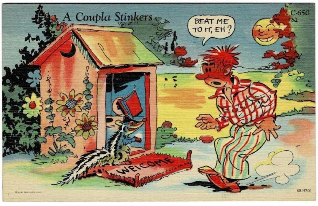 1950 Stinky Outhouse Hillbilly Vintage Comic Postcard Get Lucky Vintage ...