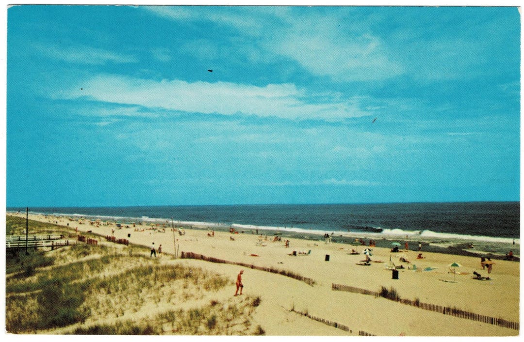 1950 Rehoboth Beach Delaware Vintage Topographical Waterways Postcard ...