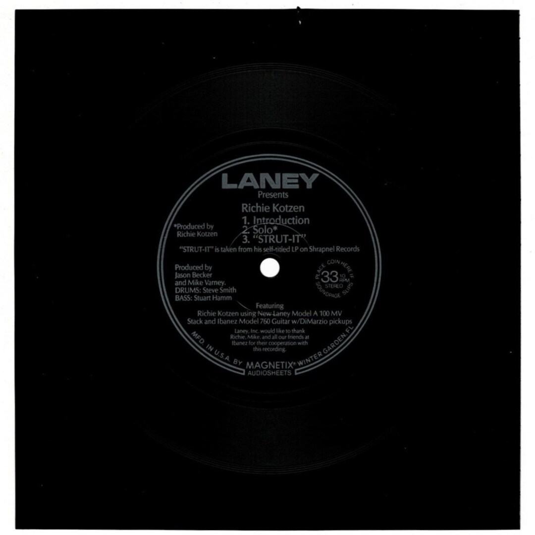 Flexi Disc Record Jimi Hendrix Ritchie Kotzen Whammy Bar Finger Grease ...