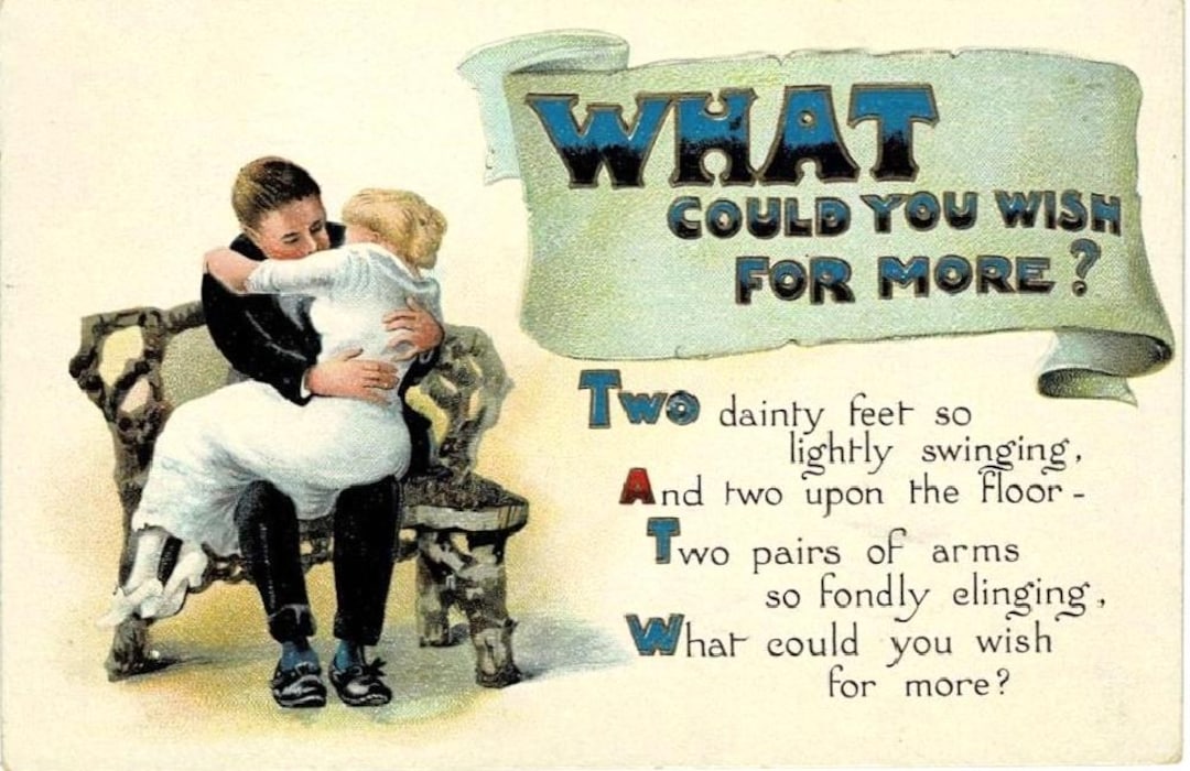 1914 Foot Worship Poem Vintage Illustrated Romance Courtship Valentine ...