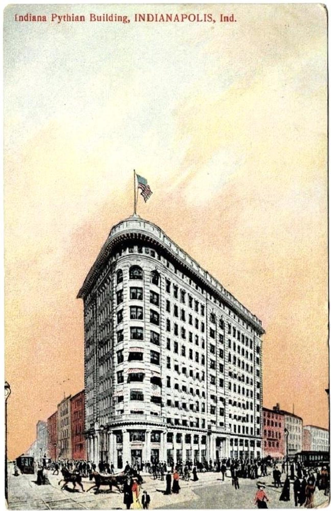 1907 Indianapolis Indiana Pythian Flatiron Building Vintage Postcard ...