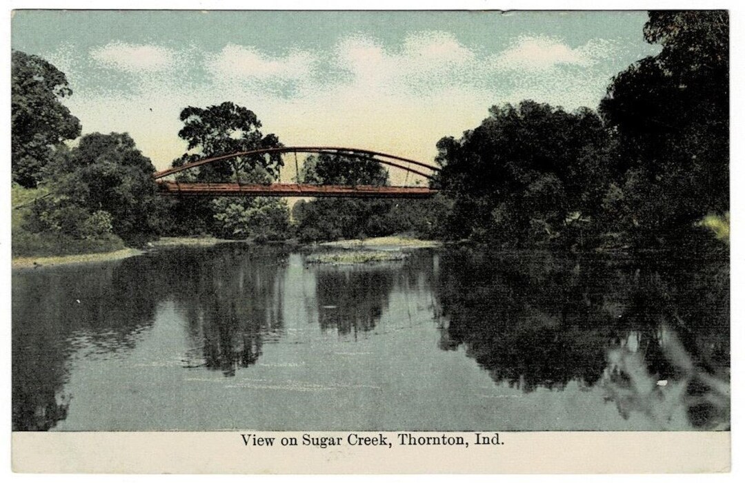 1909 Thornton IN Sugar Creek Bow Bridge Postcard Get Lucky Vintage - Etsy