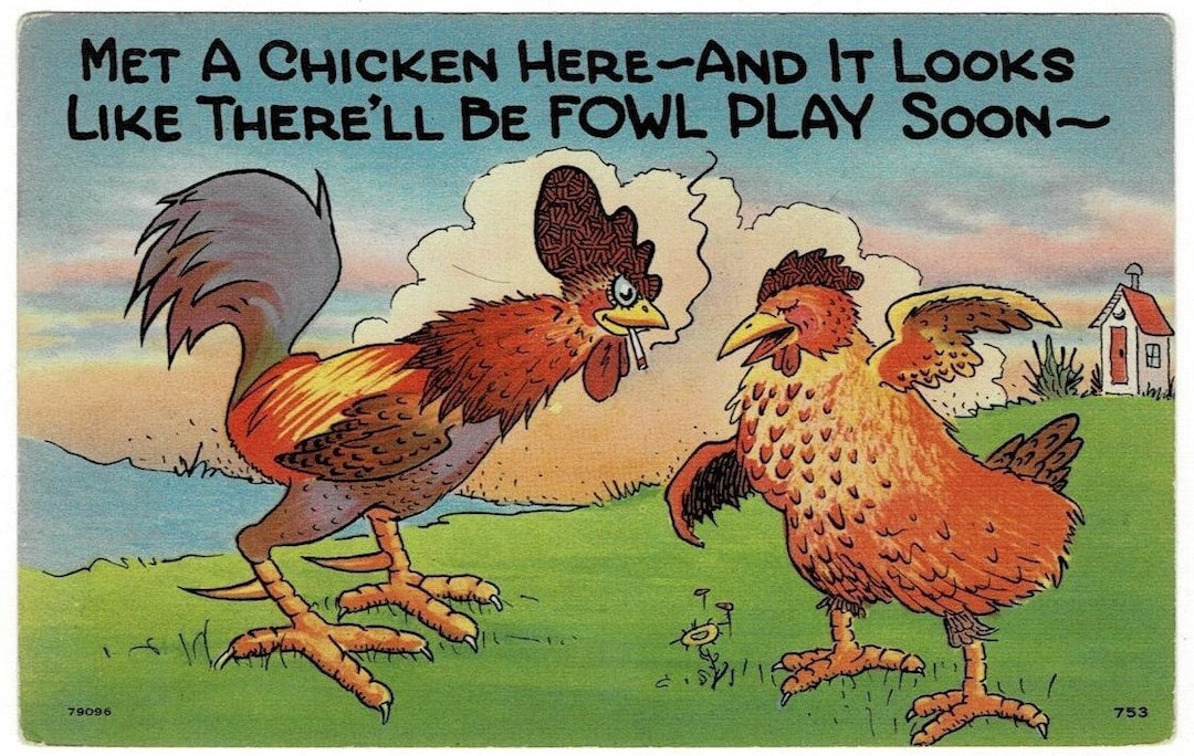 1940 Barnyard Gossip Rooster Smokes Cigarette Tobacciana Postcard Get ...