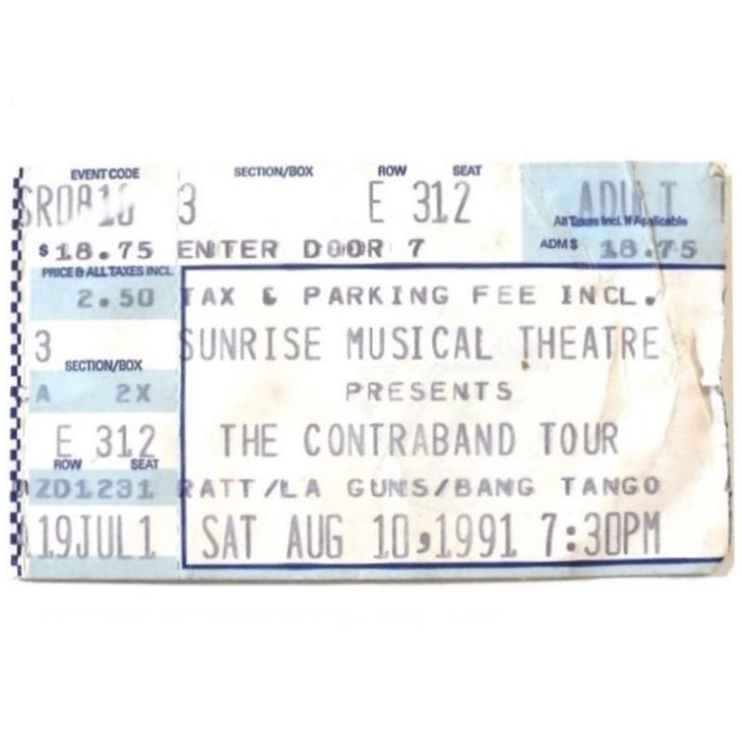 Vintage 1991 the Contraband Tour Ticket 1991 Ratt LA Guns Bang Tango ...