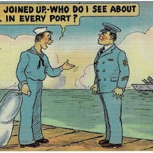 1940 WW2 US Navy Girl in Every Port Vintage Patriotic Saucy Comic ...