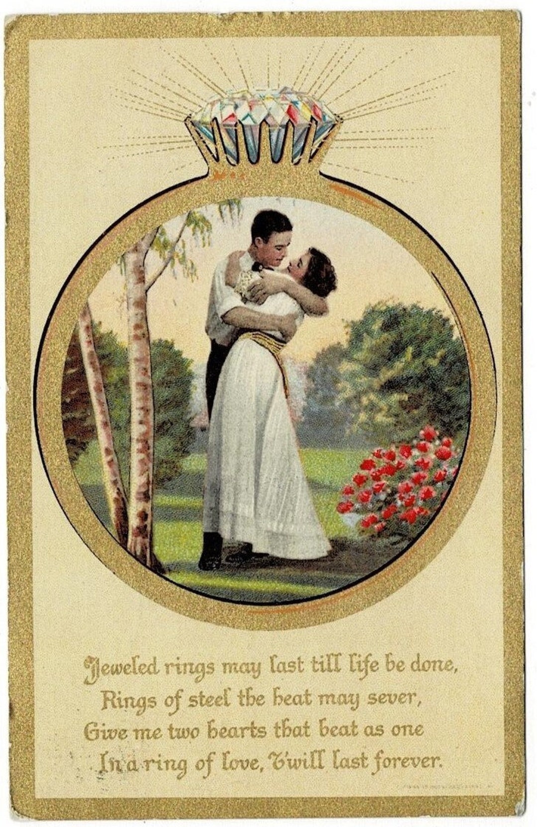 1910 Engagement Ring Poem Romance or Valentine Vintage Postcard ...