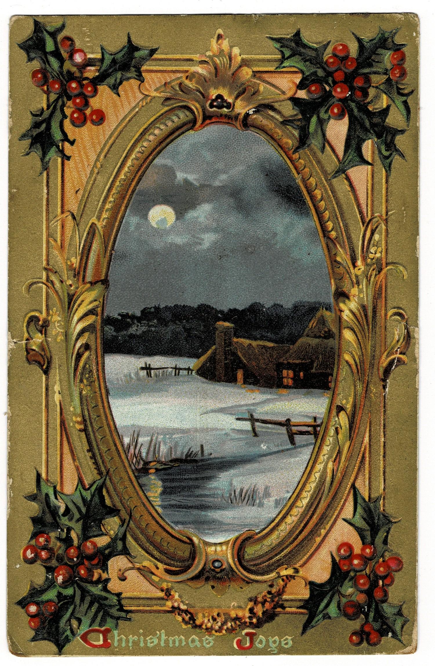 1909 Christmas Joy in Silent Twilight Vintage Postcard, Holiday Post ...