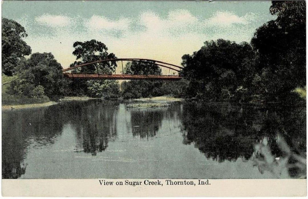 1909 Bowstring Bridge Over Sugar Creek Thornton Indiana Vintage ...