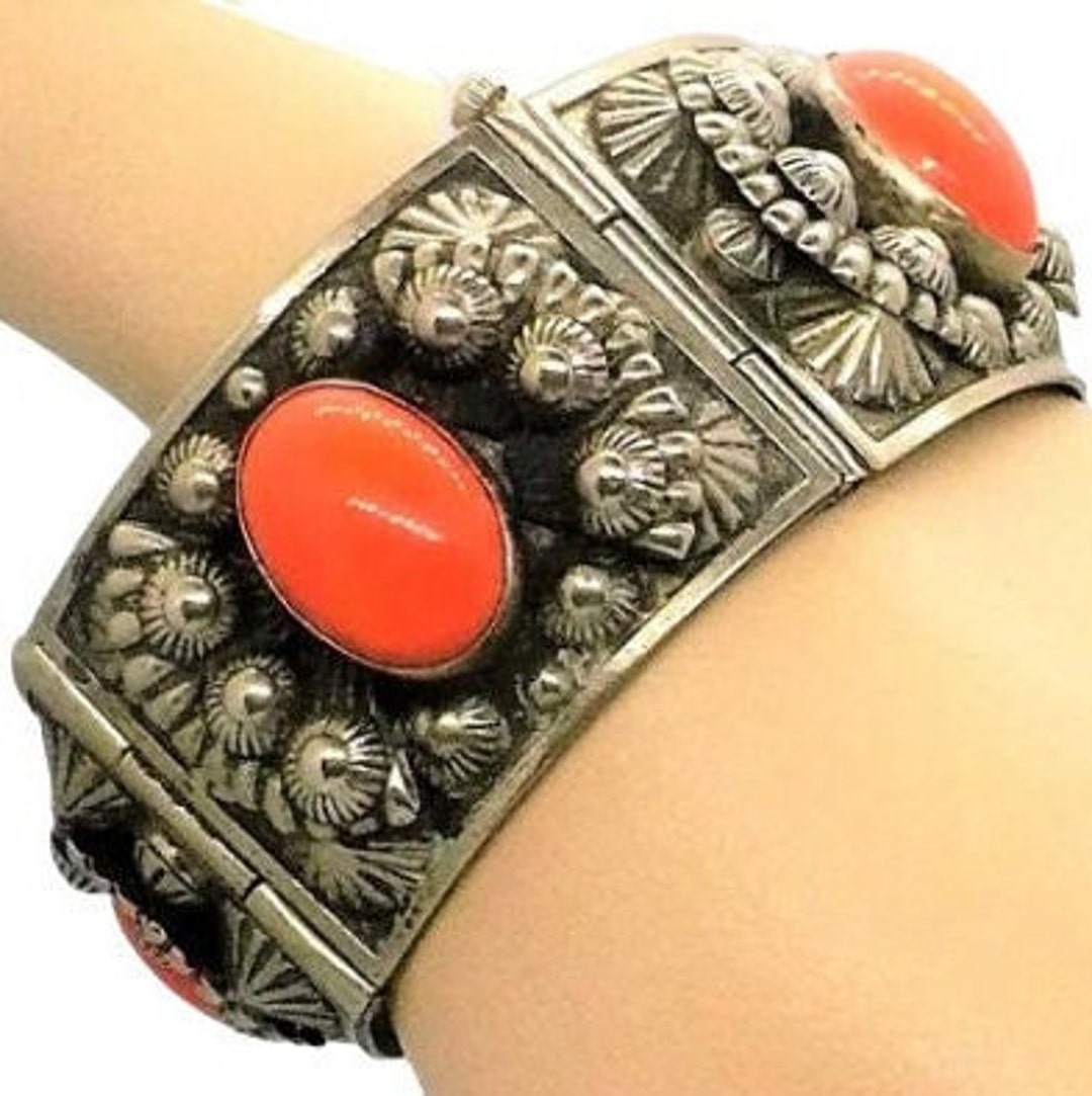 1960s Vintage Gypsy Revival Wide Panel Bracelet 7 Inches ...
