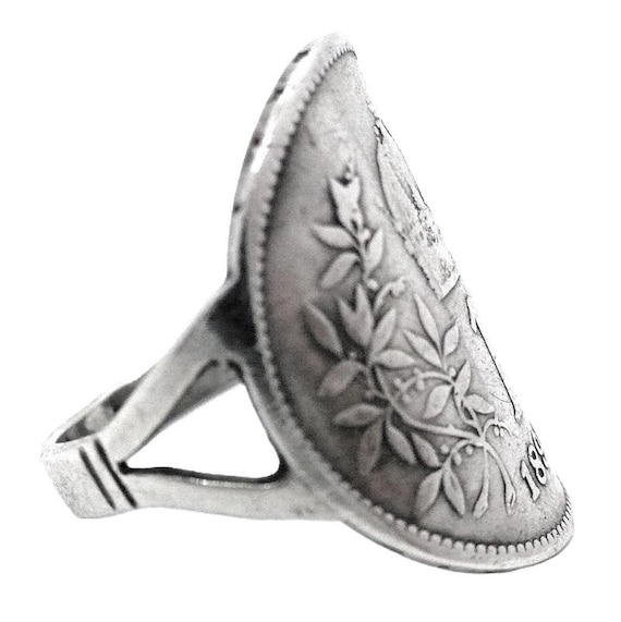 Elegant 1893 Austria 1 Krone Coin Ring: Authentic Aus… - Gem