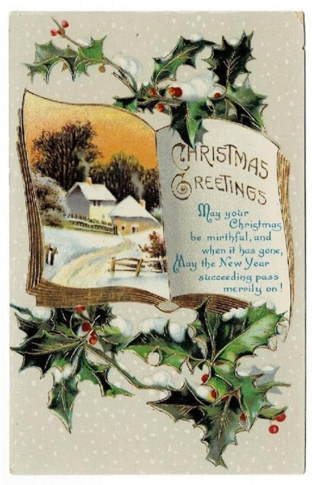 1913 Vintage Book Lover's Christmas Postcard Stocking Stuffer for ...