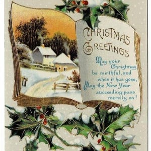 1913 Vintage Book Lover's Christmas Postcard Stocking Stuffer for ...