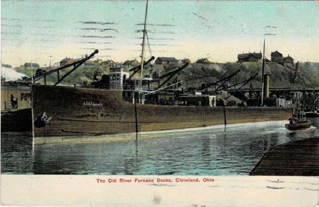 1907 Ship "australia" by the Old River Furnace Docks at Cleveland Ohio ...