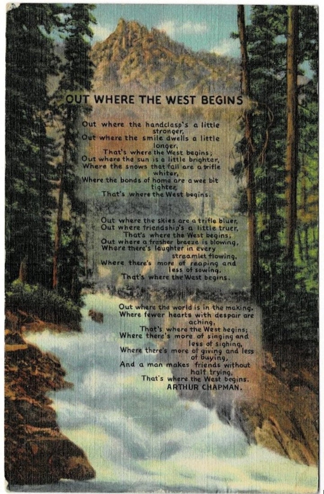 1949 Cowboy Poem of West Rockies Postcard Get Lucky Vintage - Etsy
