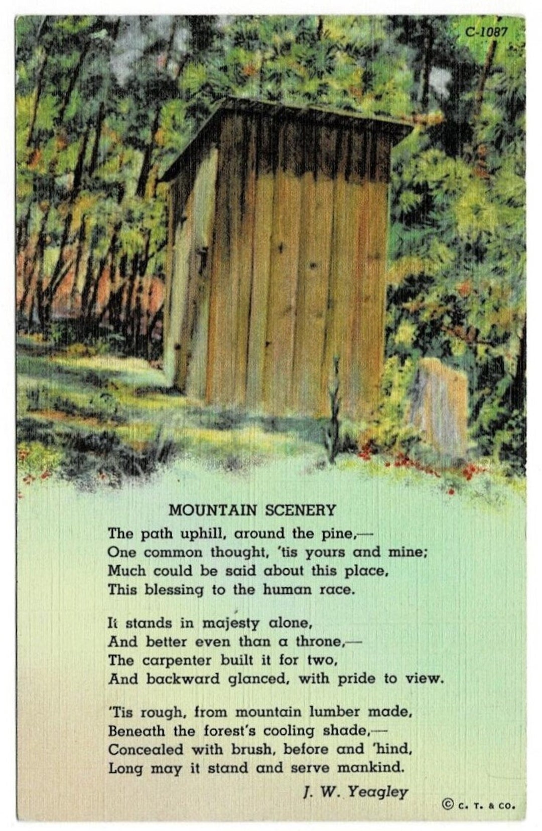 1950 Hillbilly Humor Outhouse Potty Poem Vintage Comic Postcard Get ...