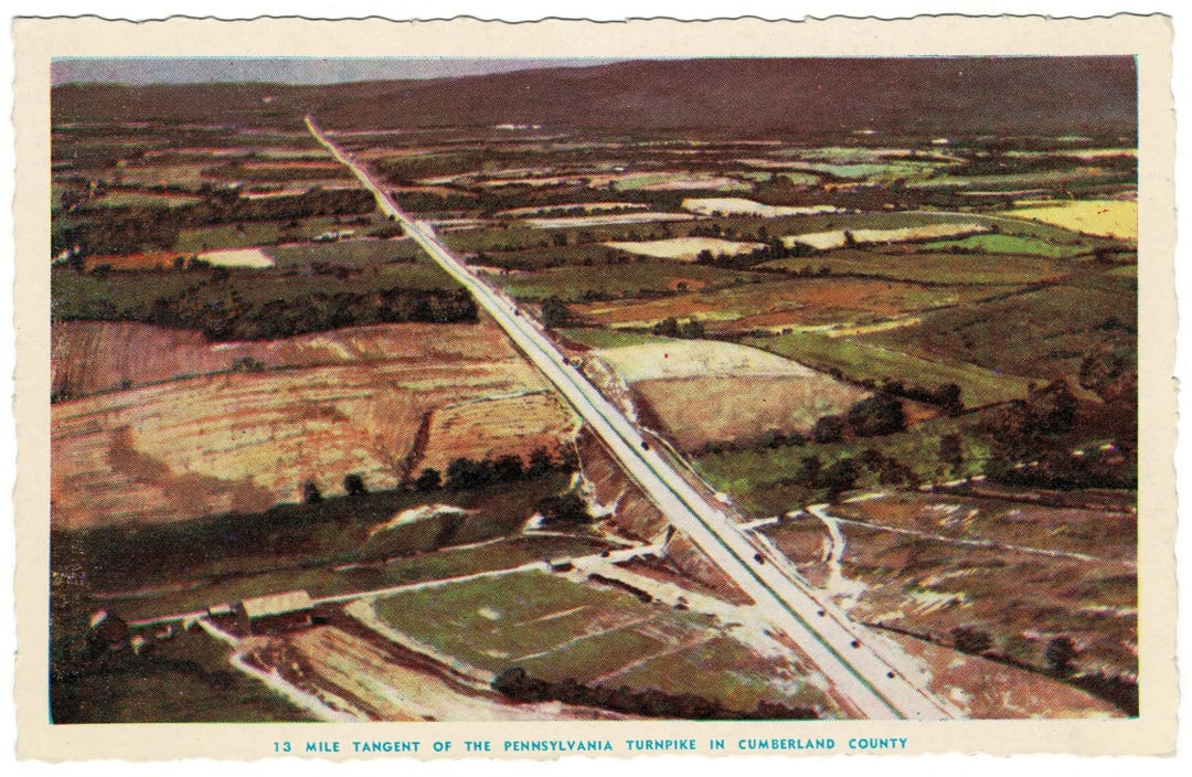 1940 Aerial View Pennsylvania Turnpike Cumberland County Vintage ...