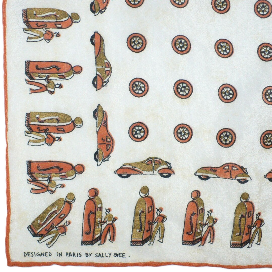 1950s Vintage Classic Car Auto Silk Scarf Handkerchief Get Lucky ...