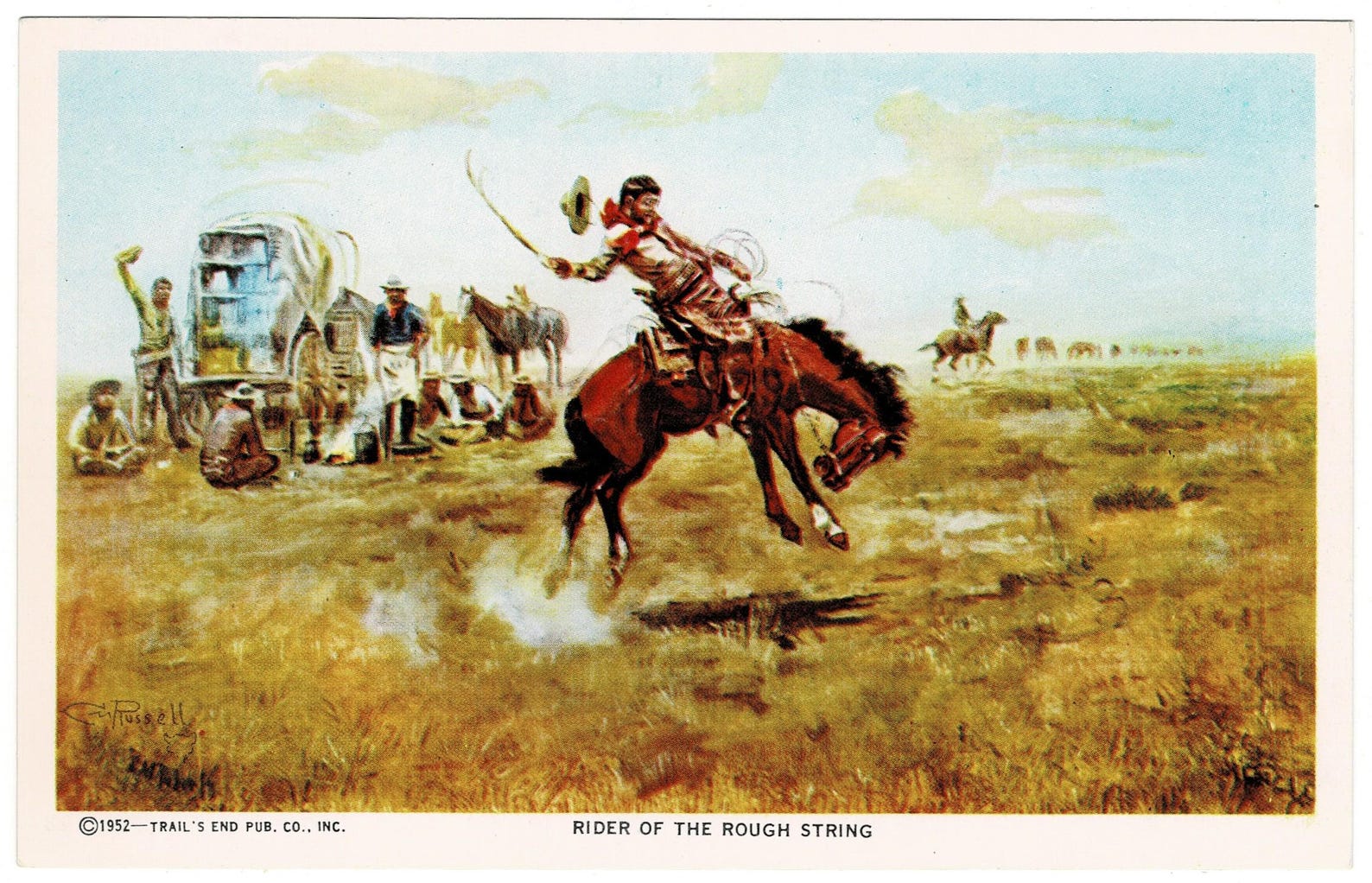 1952 "rider of the Rough String" by Charles Russell Postcard, Cowboy ...