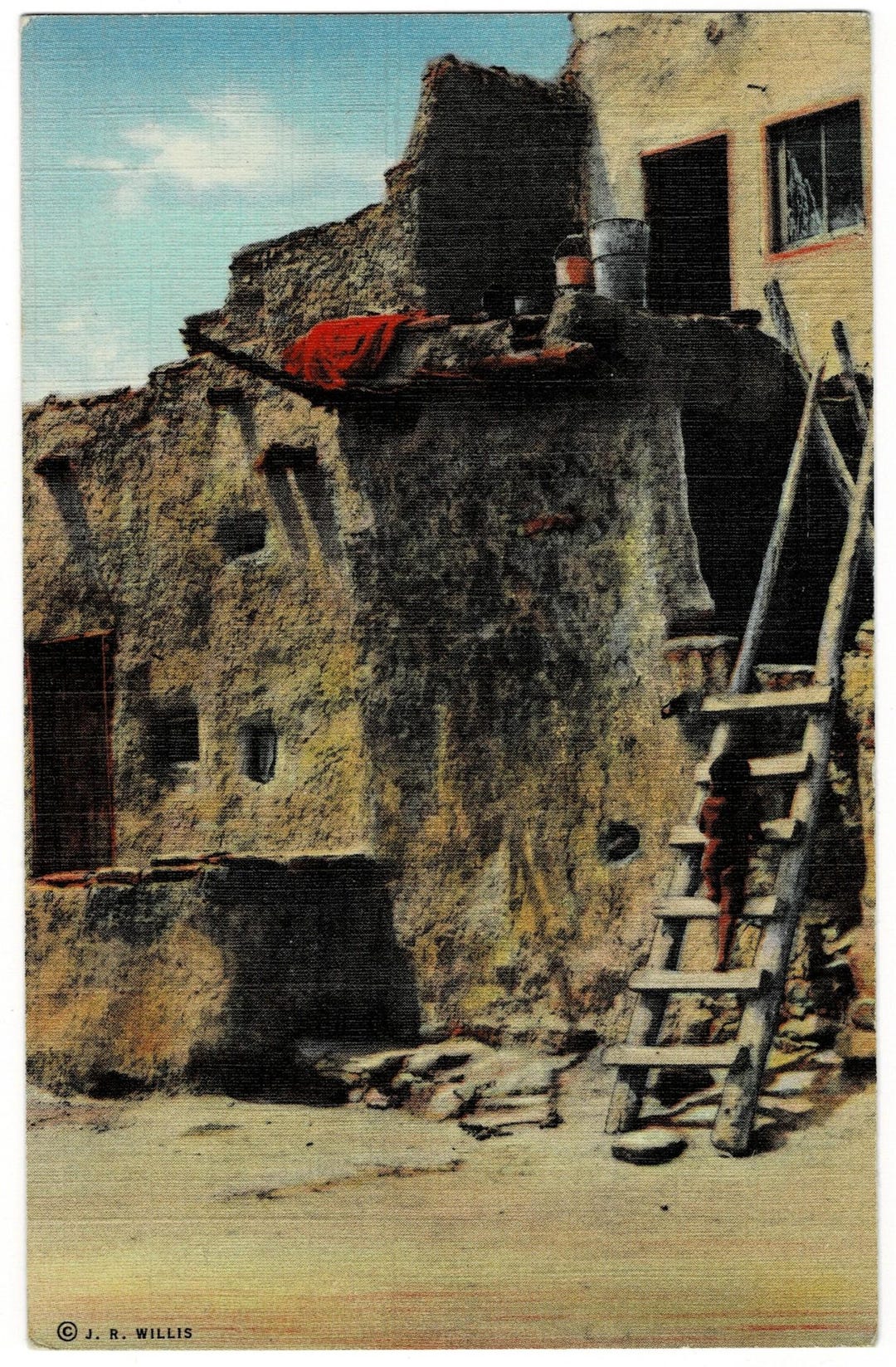 1940 Native American Hopi Village Old Walpi Arizona Vintage Linen ...