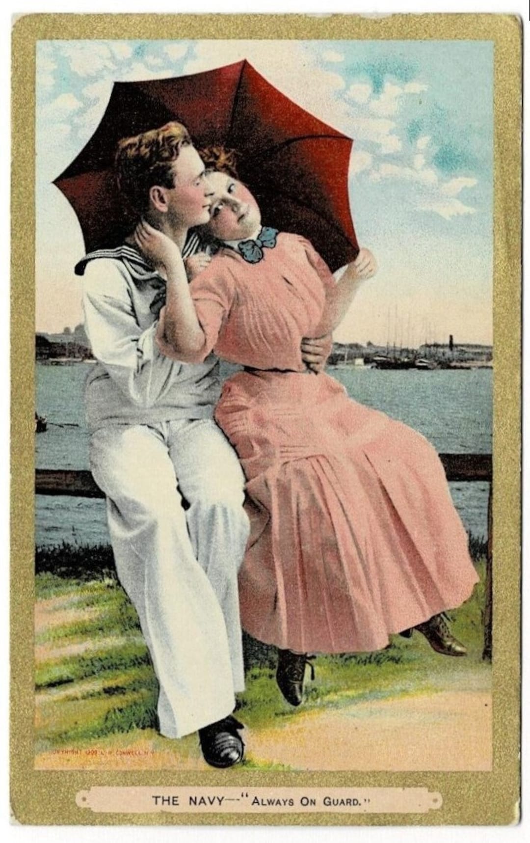 1909 Military Navy Always on Guard Romance Postcard Get Lucky Vintage ...