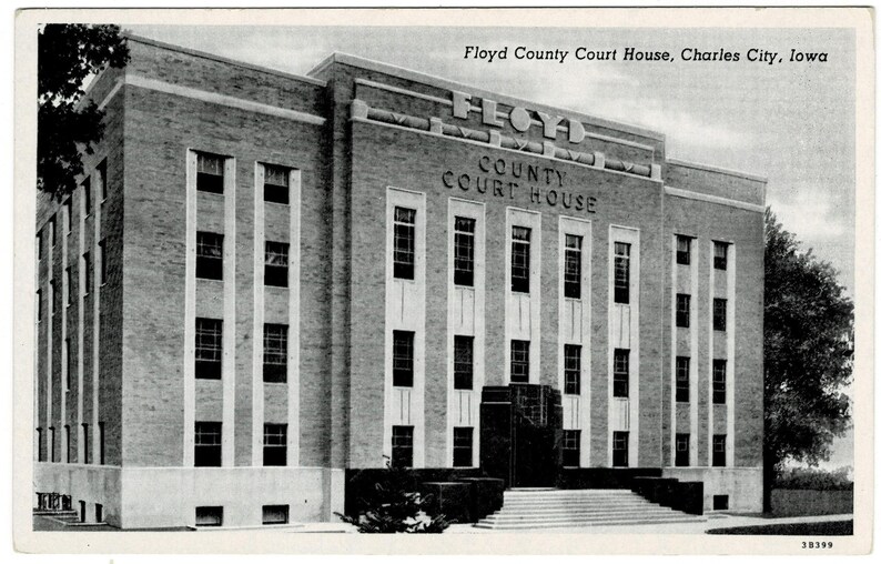 1943 Charles City Lowa Postcard, Floyd County Court House Uncirculated ...