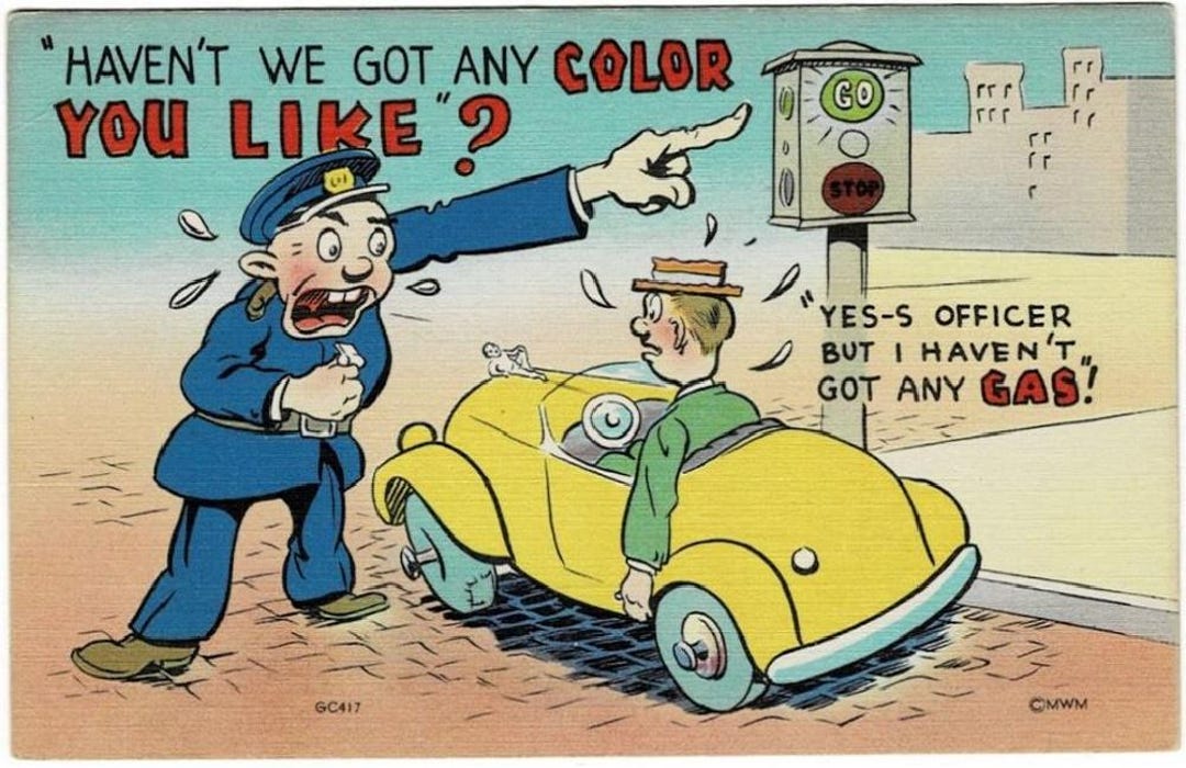 1940s Traffic Cop Blows His Top Police & Driver Vintage Comic Postcard ...