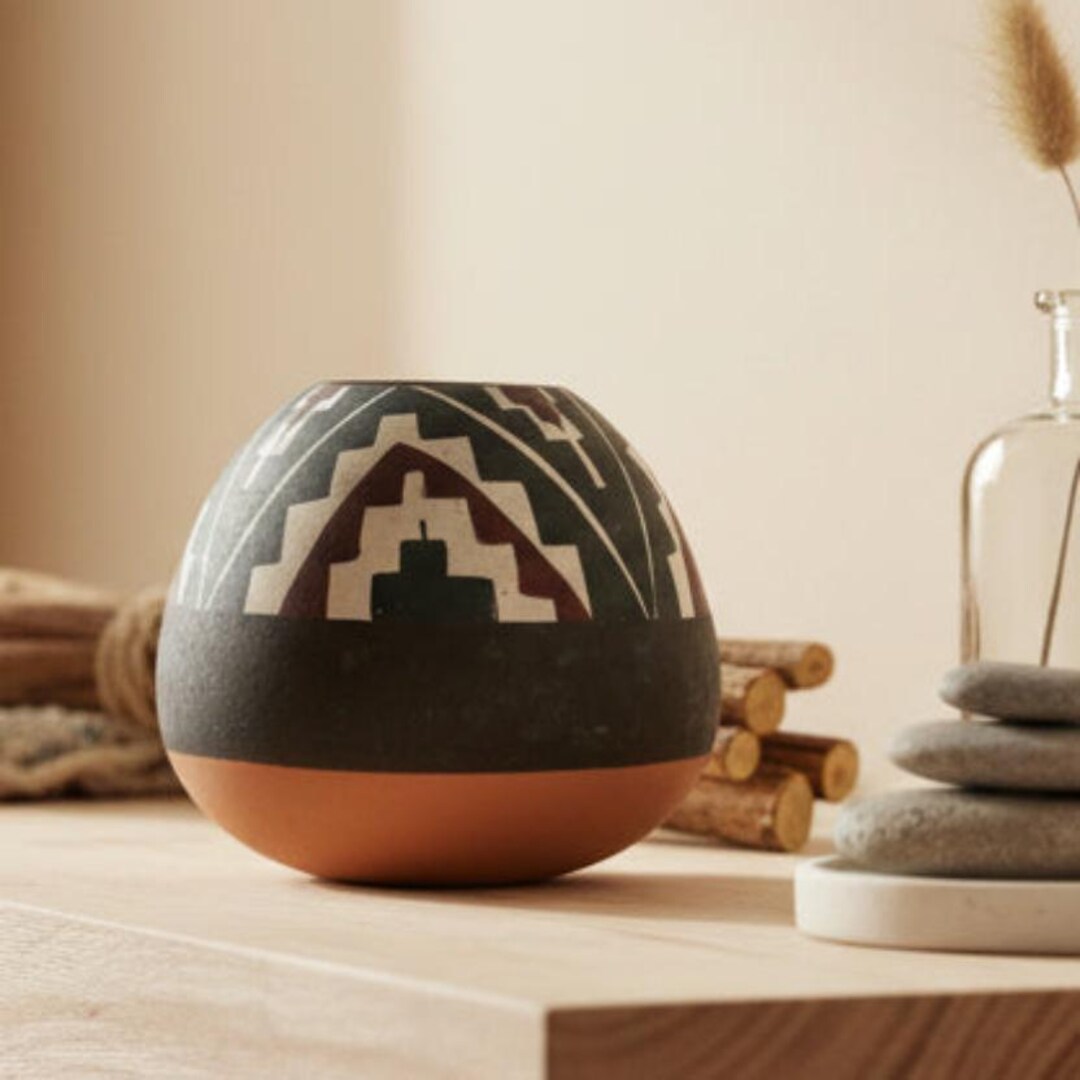 Mid-century Diaguita Style Ceramic Seed Pot, Handcrafted South American ...